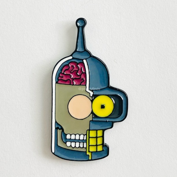 pricklyfinds | Jewelry | 42 Futurama Bender Robot Skull Enamel Pin ...
